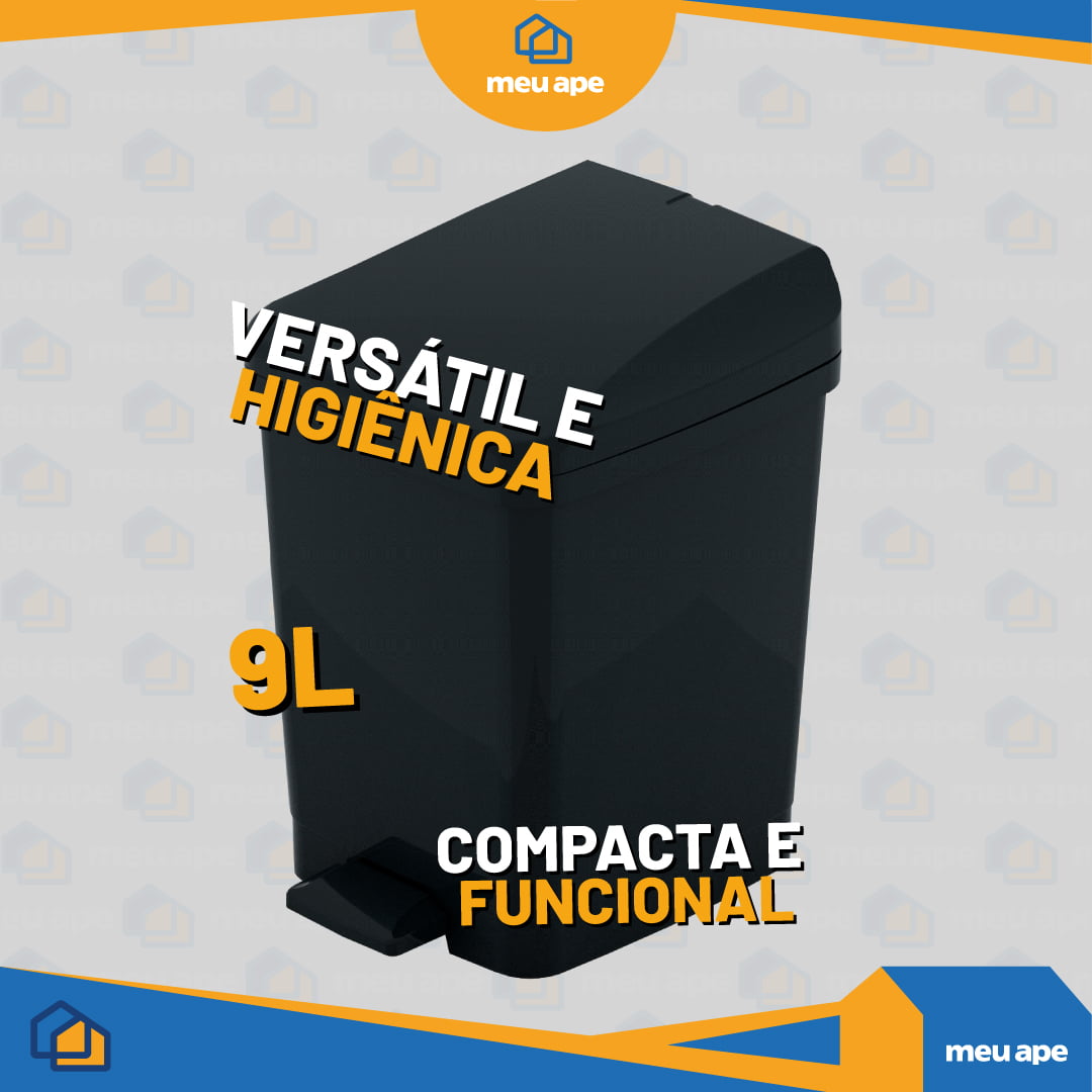 Lixeira com Pedal 9 Litros Plástica Metasul Cores - MEU APE STORE