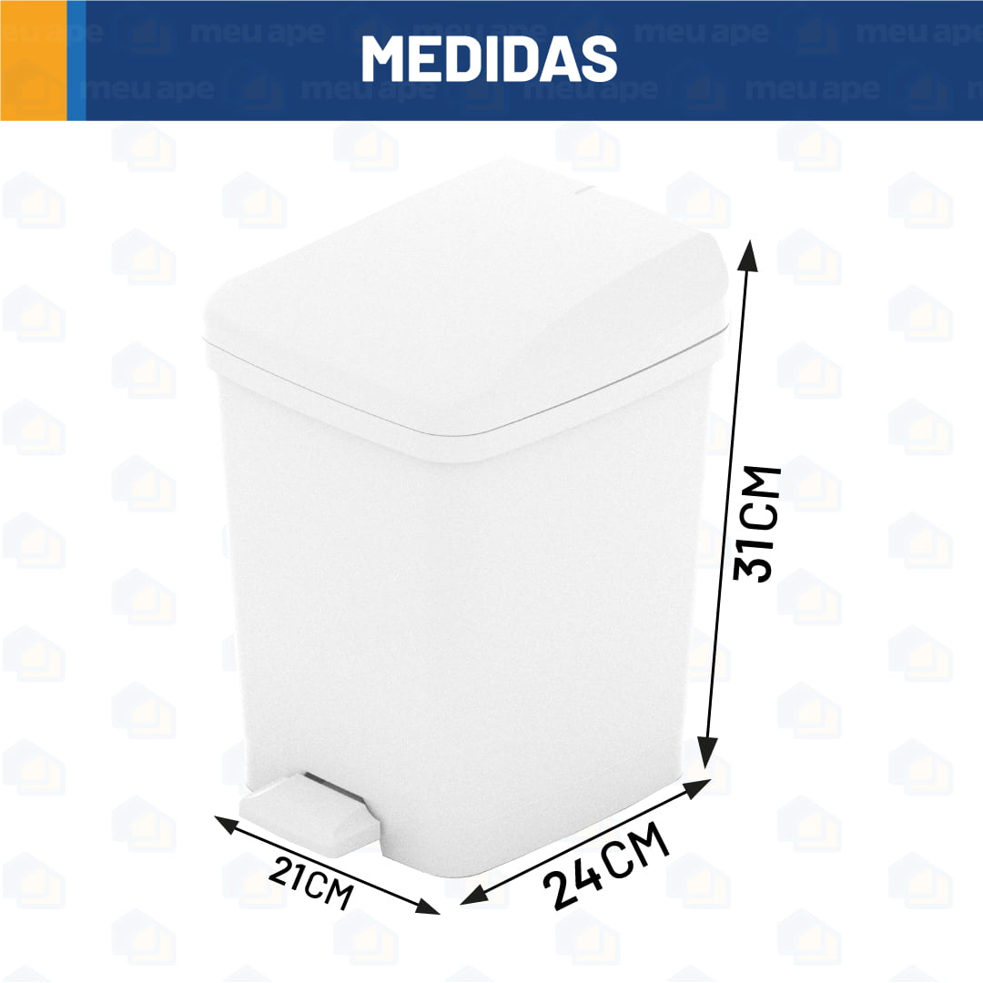 Lixeira com Pedal 9 Litros Plástica Metasul Cores - MEU APE STORE