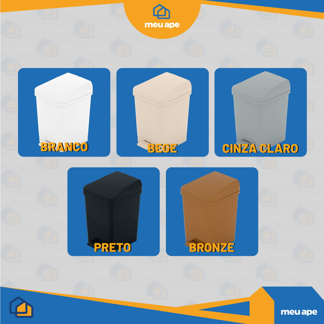 Lixeira com Pedal 9 Litros Plástica Metasul Cores - MEU APE STORE