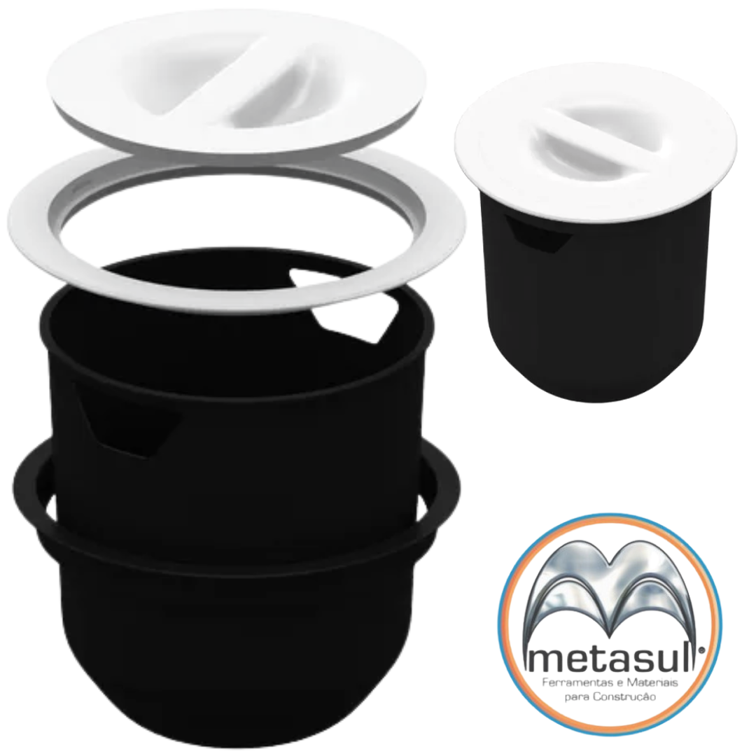 Lixeira De Embutir Redonda Resistente Metasul 8L - MEU APE STORE